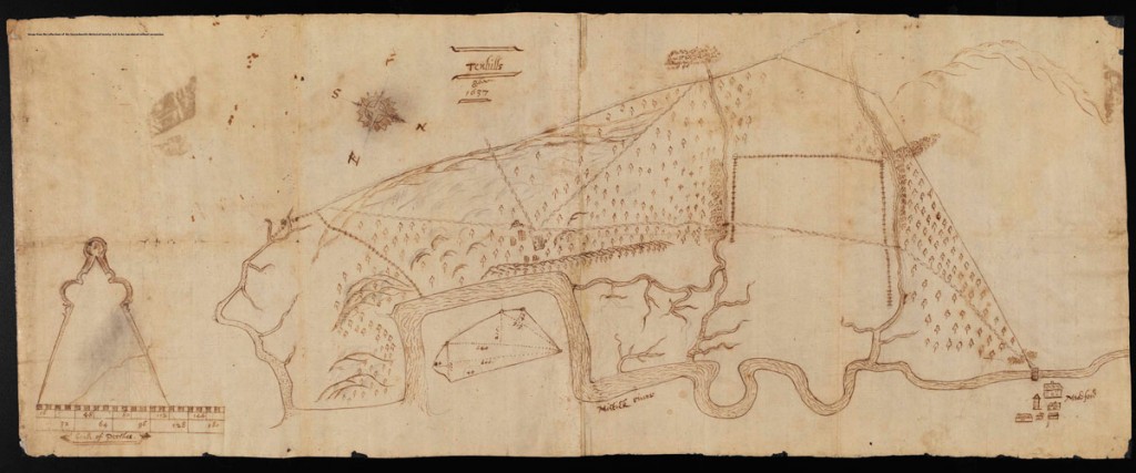 Winthrop map, Mass Historical Society – The Royall House and Slave Quarters
